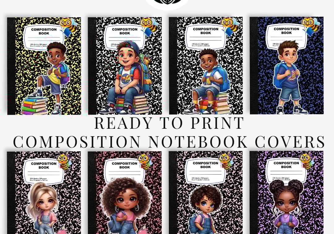 Ready to Print Back to School Composition Book Covers | Soul Ventures Ink