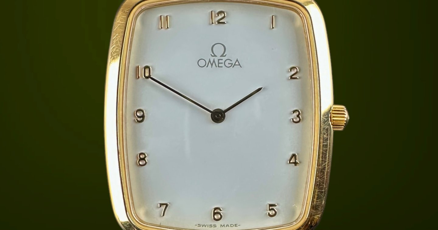 Vintage Omega Quartz Two-Tone Tonneau case Arabic Numerals 395.0876.2 ...