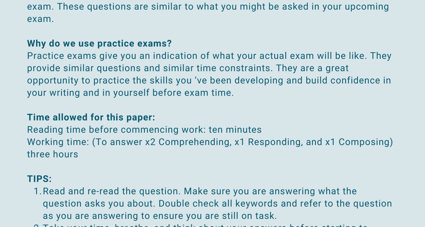English ATAR - PRACTICE EXAM QUESTIONS | WordPlay English Tutoring