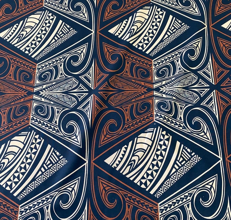 Polynesian Tribal Tattoo Fabric – Brown & Black | Samoan, Tongan ...