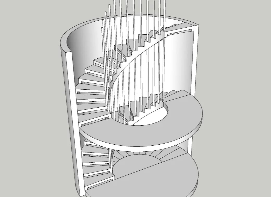 Modern Spiral Staircase 3D Model – Architectural Stair Design ...
