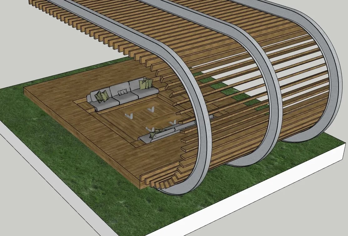 Modern Pergola 3D Model – Parametric Outdoor Structure – SketchUp 2018 ...