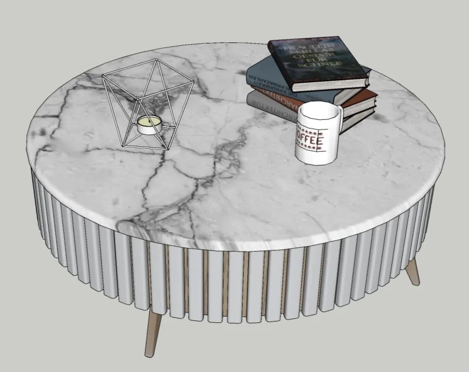 Modern Round Coffee Table 3D Model – Marble Top Design – SketchUp 2018 ...