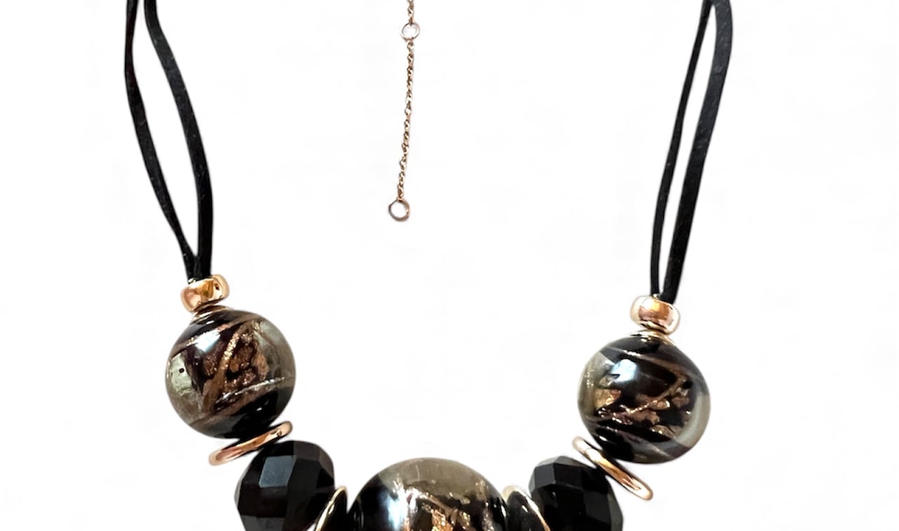 Rankų darbo itališko stiklo kaklo papuošalas | Dionka