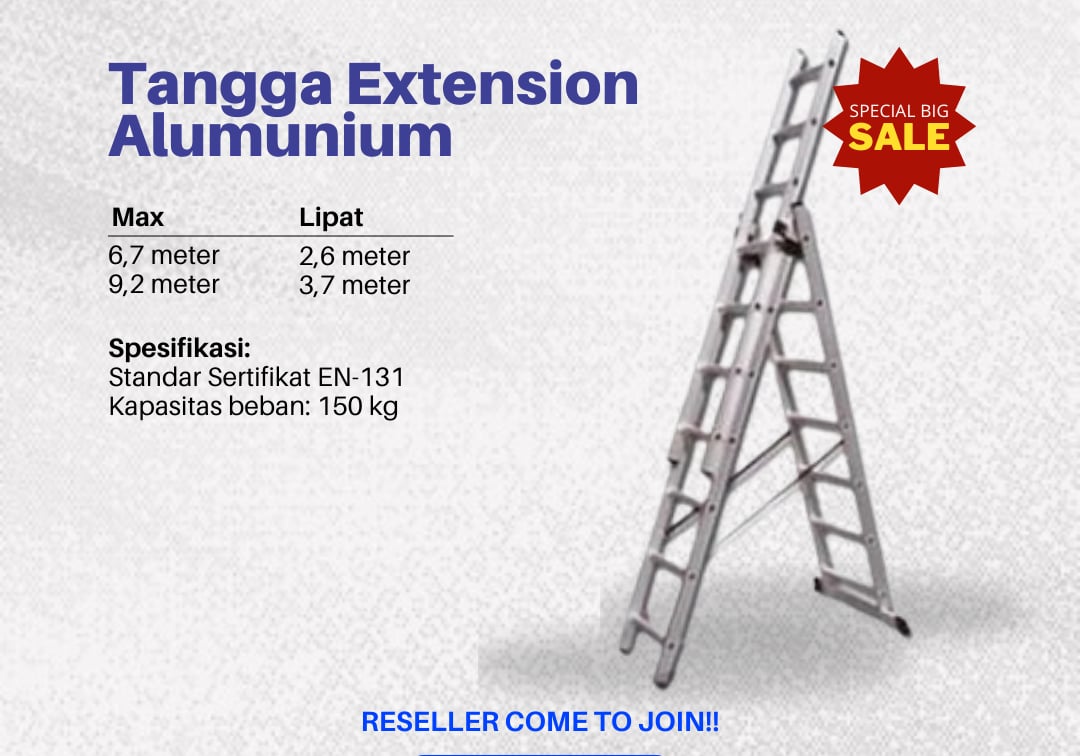 Tangga Dalton Sliding Alumunium Tinggi 9,2 Meter | indoperkakas