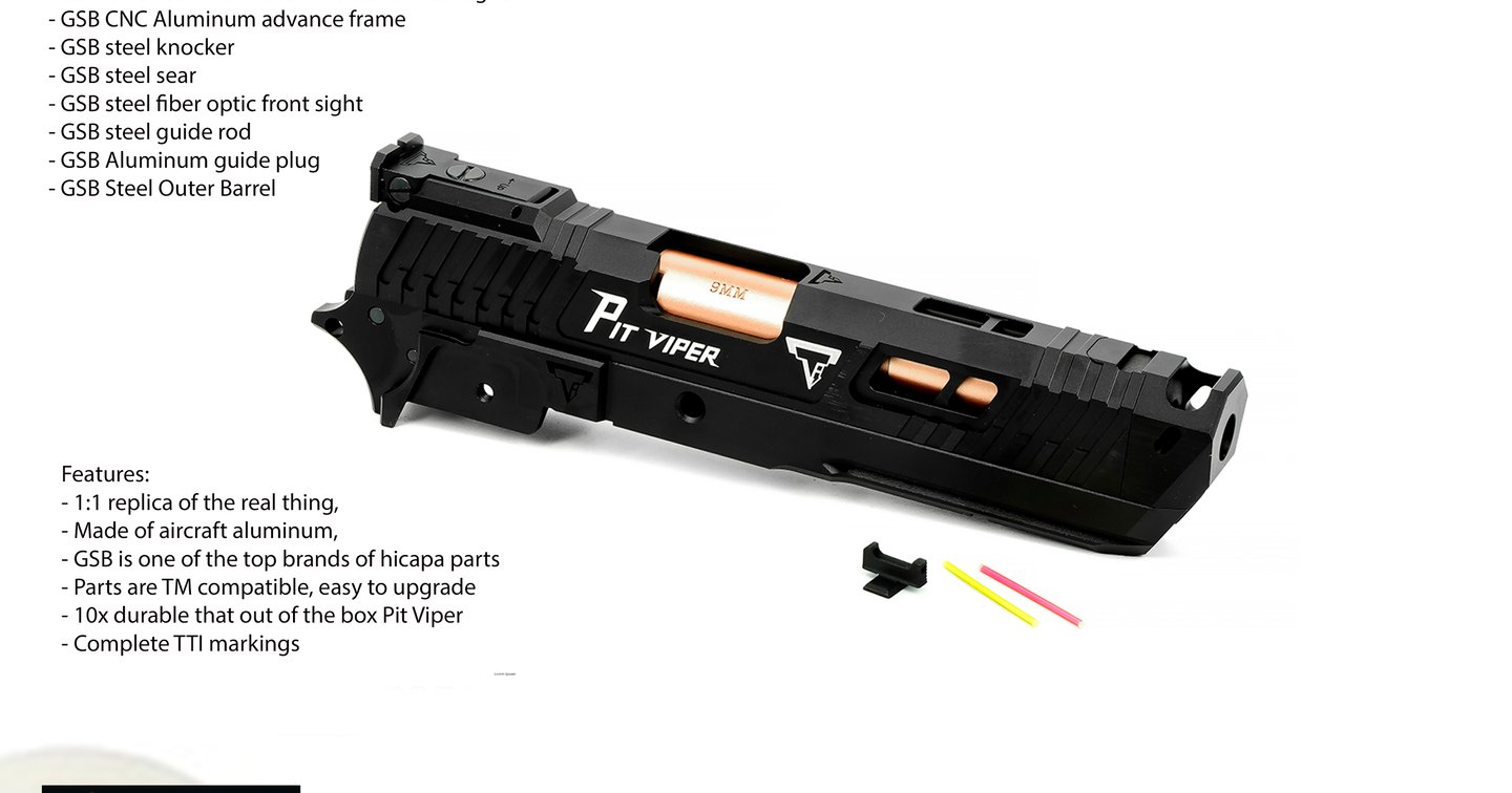 Gunsmith Bros TTI Pit Viper Slide Kit for Marui Hi-capa | CS Pro Custom