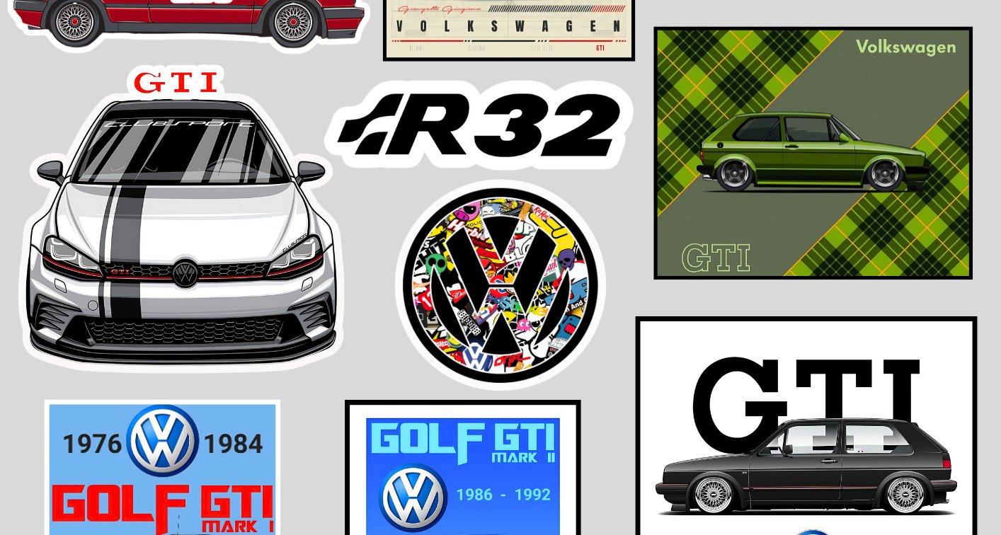 16 Stickers "VOLKSWAGEN GOLF GTI- R32- R" vinyle waterproof | DECALO