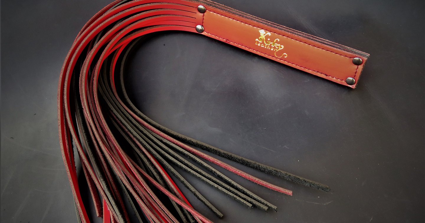 Handcrafted Black & Red Leather Flogger – Premium BDSM Accessory ...