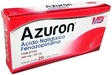 Ácido nalidíxico 500 mg / Fenazopiridina 50 mg, caja con 20 tabletas ...