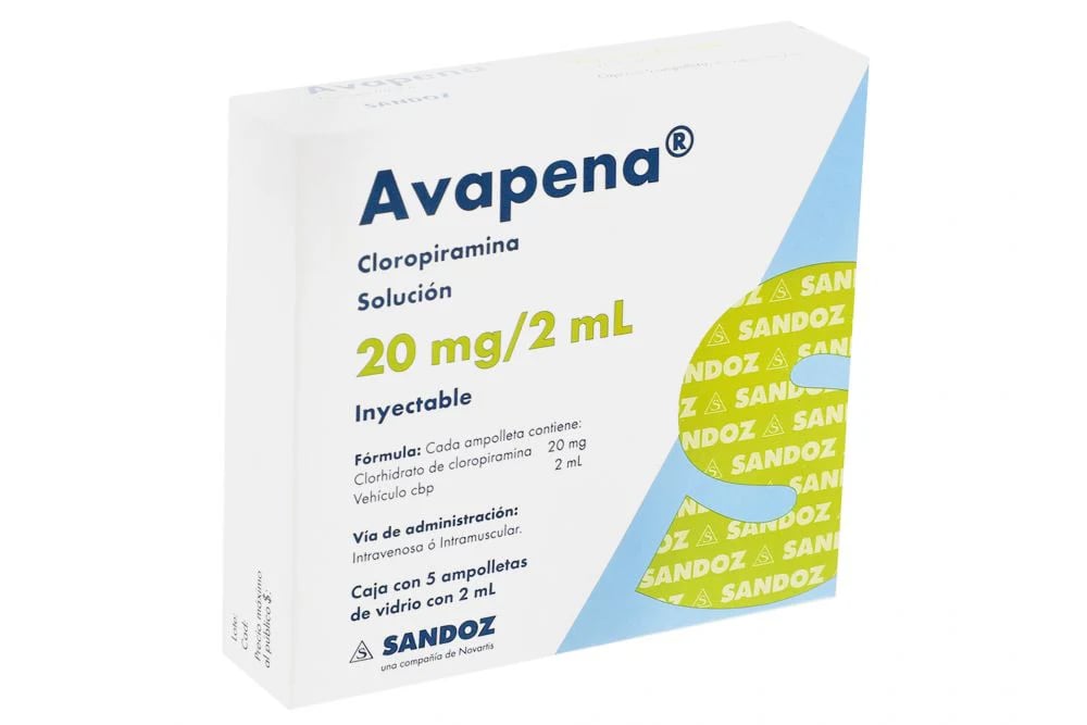 Avapena Cloropiramina 20 mg/2 ml - Antihistamínico | GRUPO AROMEDICAL