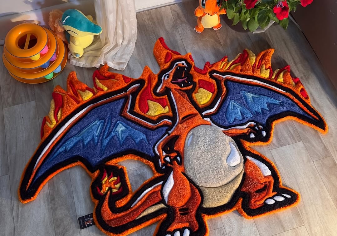 Custom Charizard Rug – Pokémon Anime Carpet for Gamers & Collectors ...
