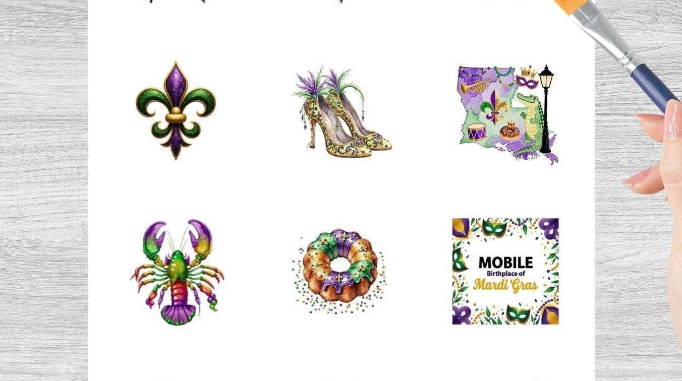 Mardi Gras Rice Paper FREE SHIPPING, 12 Assorted Images, Two Sizes ...