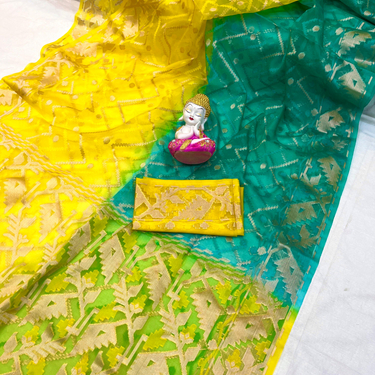 Mosline Organza by colour karat Jamdani saree