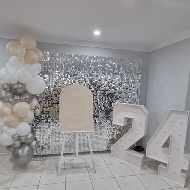 Silver Shimmer Wall Hire for Redlands Parties & Events | SweetAz Co. – Party Hire Redlands ...