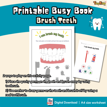 Printable Teeth Brushing Busy Book for Kids | Dental Hygiene, Food ...