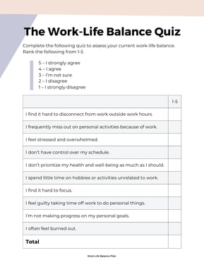 Work-Life Balance Plan