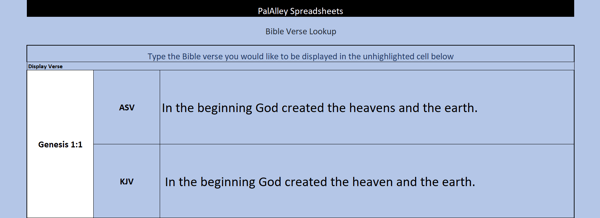 Bible Excel Spreadsheet | PalAlley