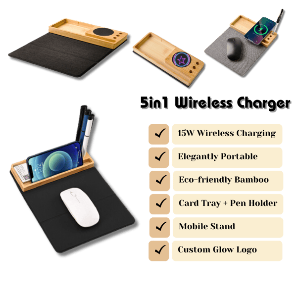 5-in-1 Wireless Charger with Foldable Mouse Pad | Shenzhen Gina ...