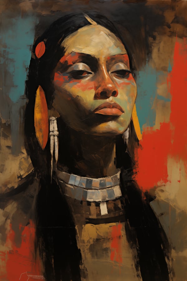 Powerful Portrait of a Native American Woman | Tribal Spirits Art
