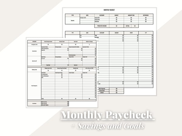 Monthly Paycheck Budget Tracker (White) | Mamas on a Budget