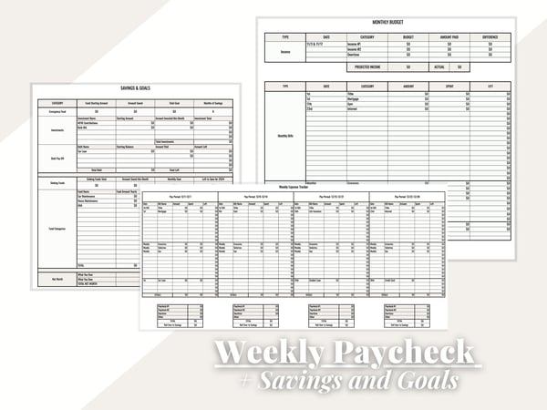 Weekly & Monthly Paycheck Budget Tracker (White) | Mamas on a Budget