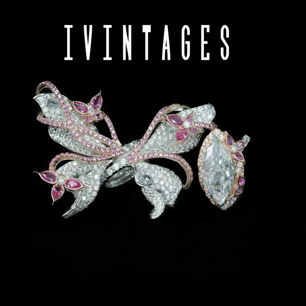 #1019 Butterfly Design Silver-Gilded High Carbon Diamond Ring | ivintages