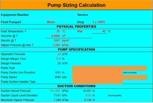 PUMP SIZING CALCULATION | Growmechanical spreadsheets