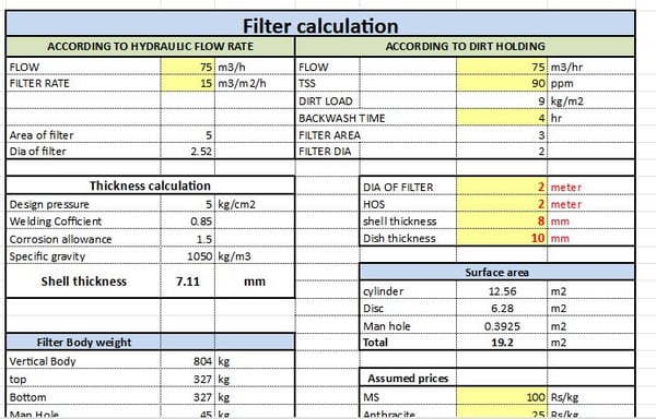 FILTER SIZING CALCULATION | Growmechanical spreadsheets FILTER SIZING CALCULATION | Growmechanical spreadsheets