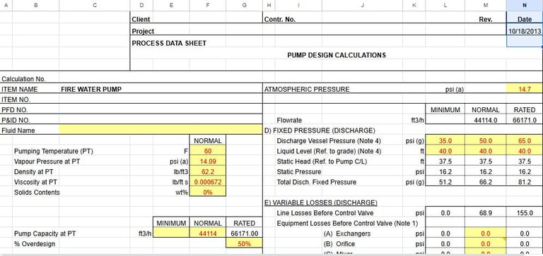 PUMP DESIGN CALCULATIONS | Growmechanical spreadsheets