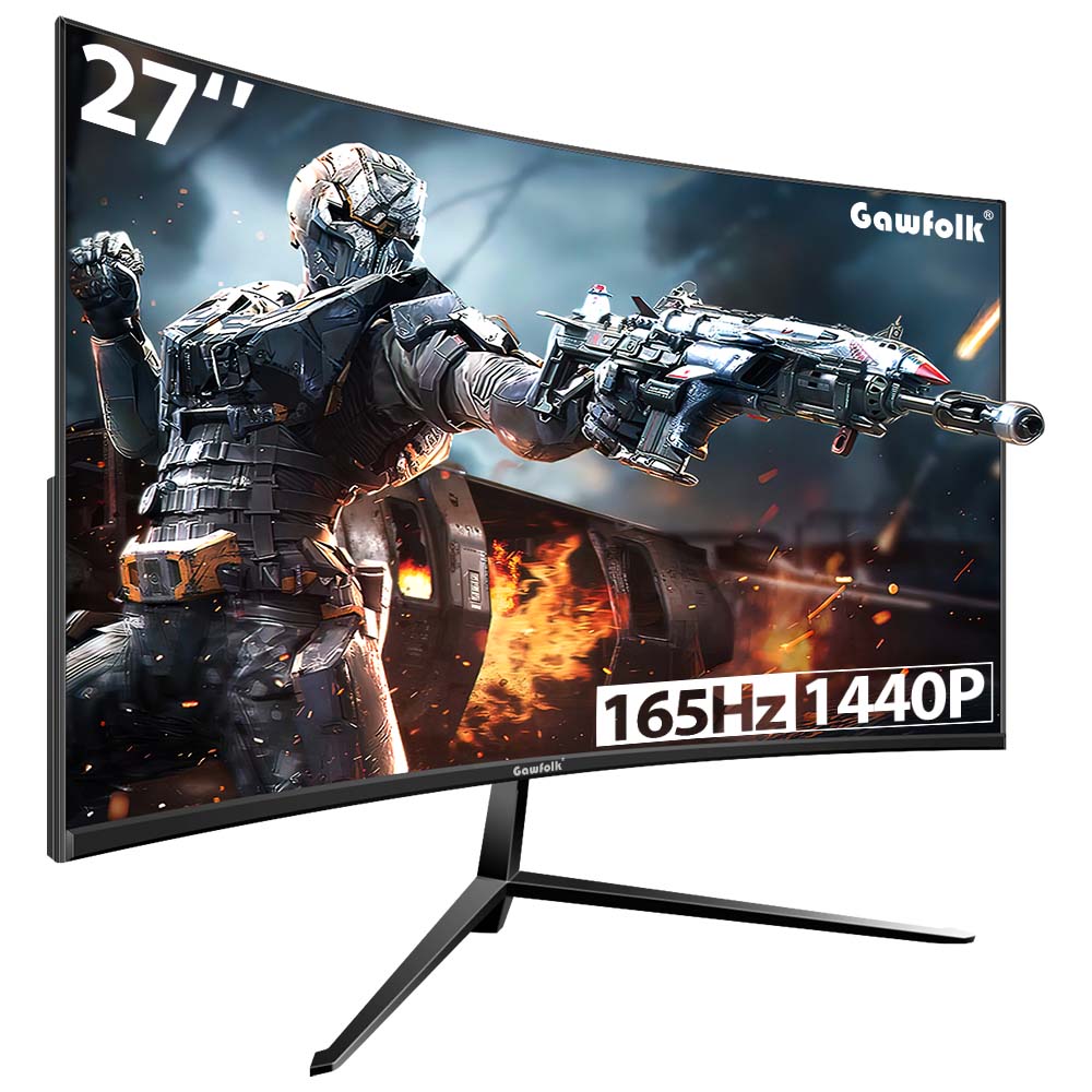 Gawfolk 27 inch Gaming PC Monitor QHD 2560×1440, 165Hz Bezel-less ...