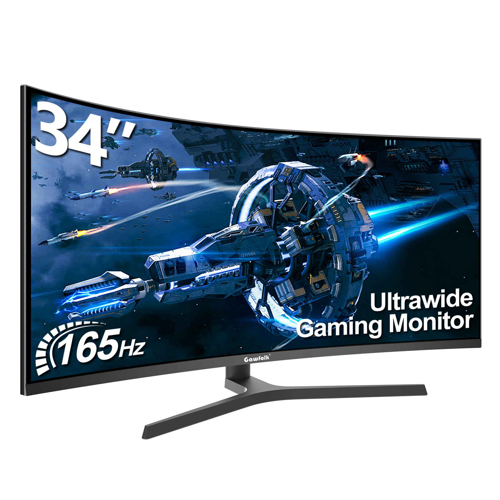 Gawfolk 34 Inch Ultrawide Curved Gaming Monitor, 1500R PC screen 165hz ...