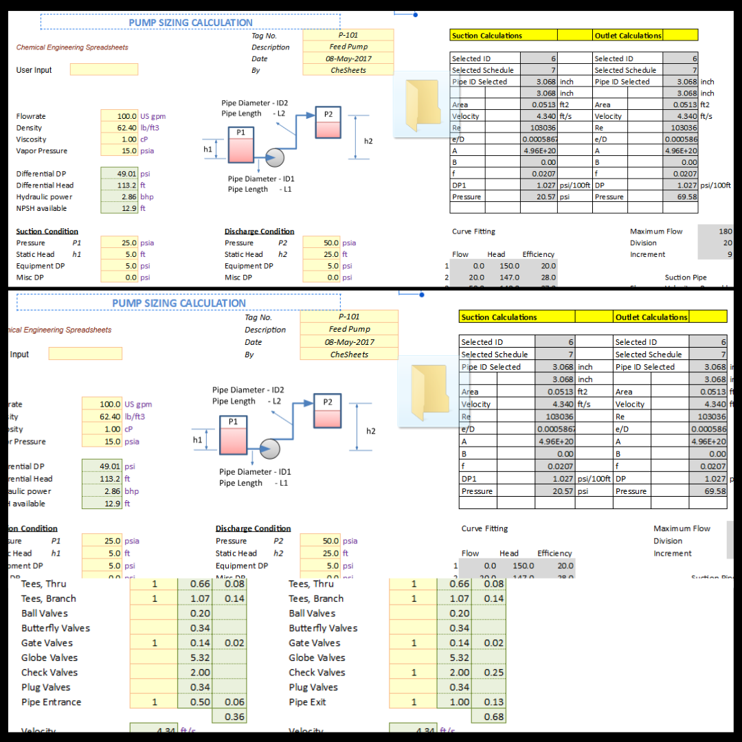 Pump sizing Calculation Spreadsheets | Growmechanical spreadsheets