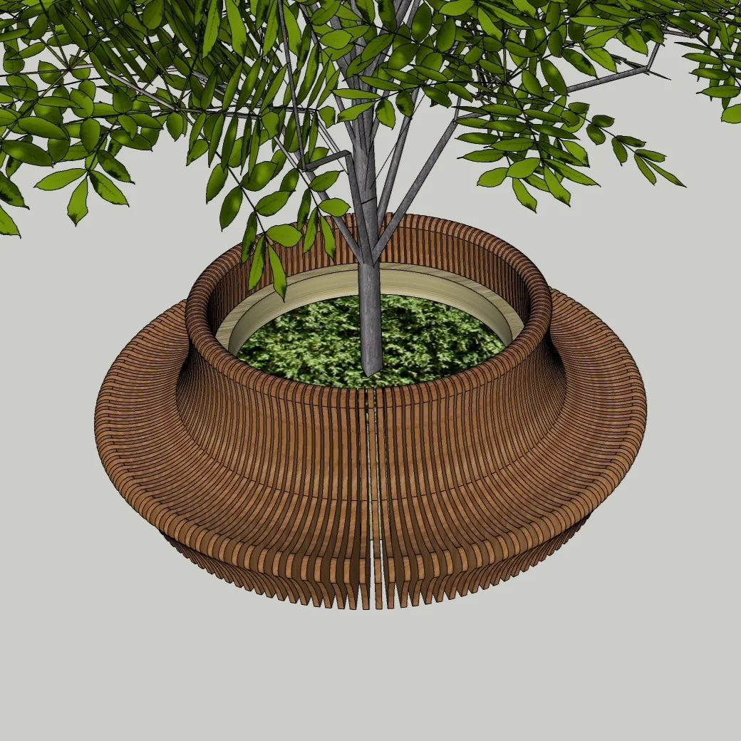 Parametric Circular Tree Bench 3D Model – Outdoor & Urban Seating ...