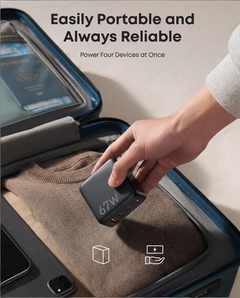 Boombeatz Charger 67W 3 Ports Smart Display | boombeatz