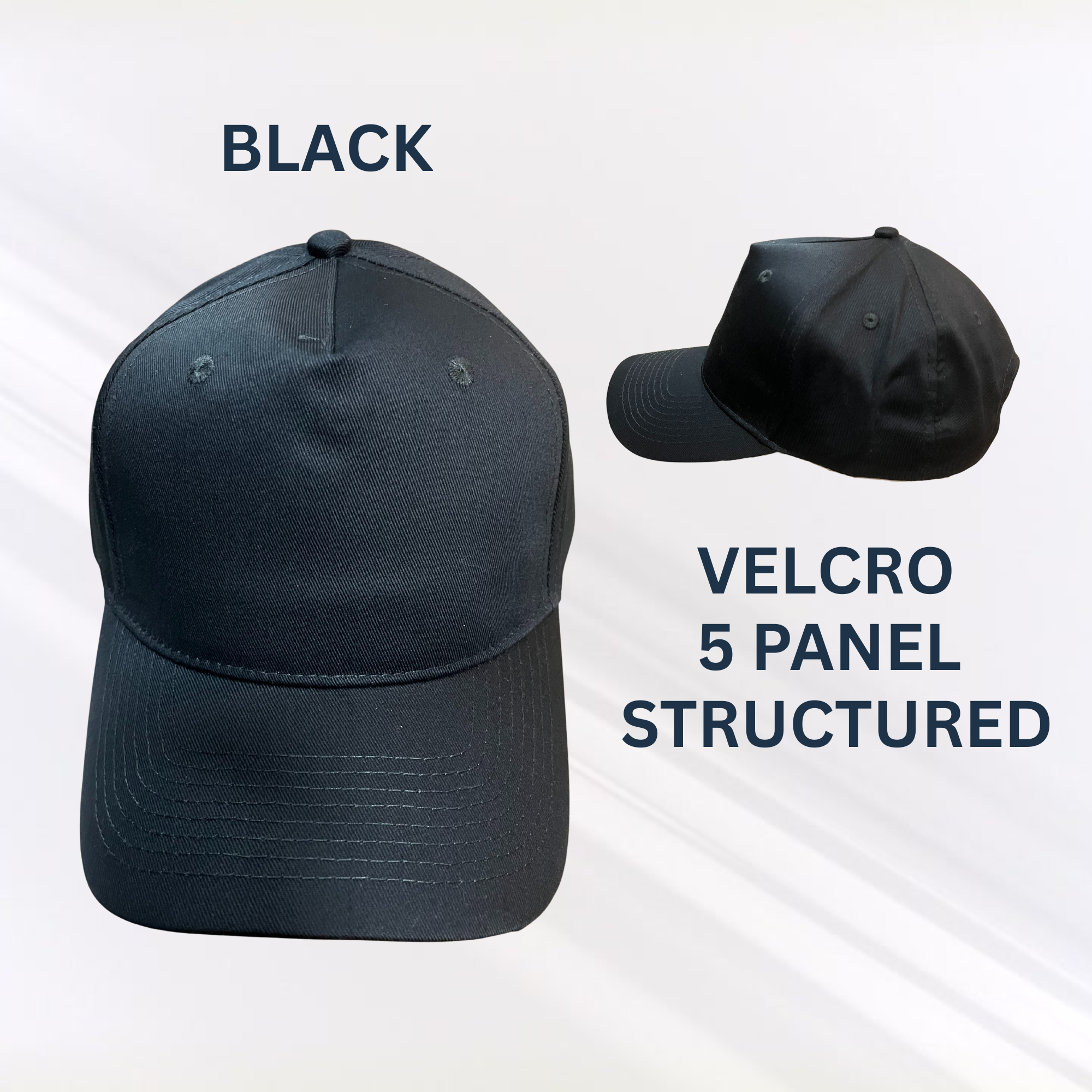 Velcro 5 Panel Structured Cap | Back Alley Customs