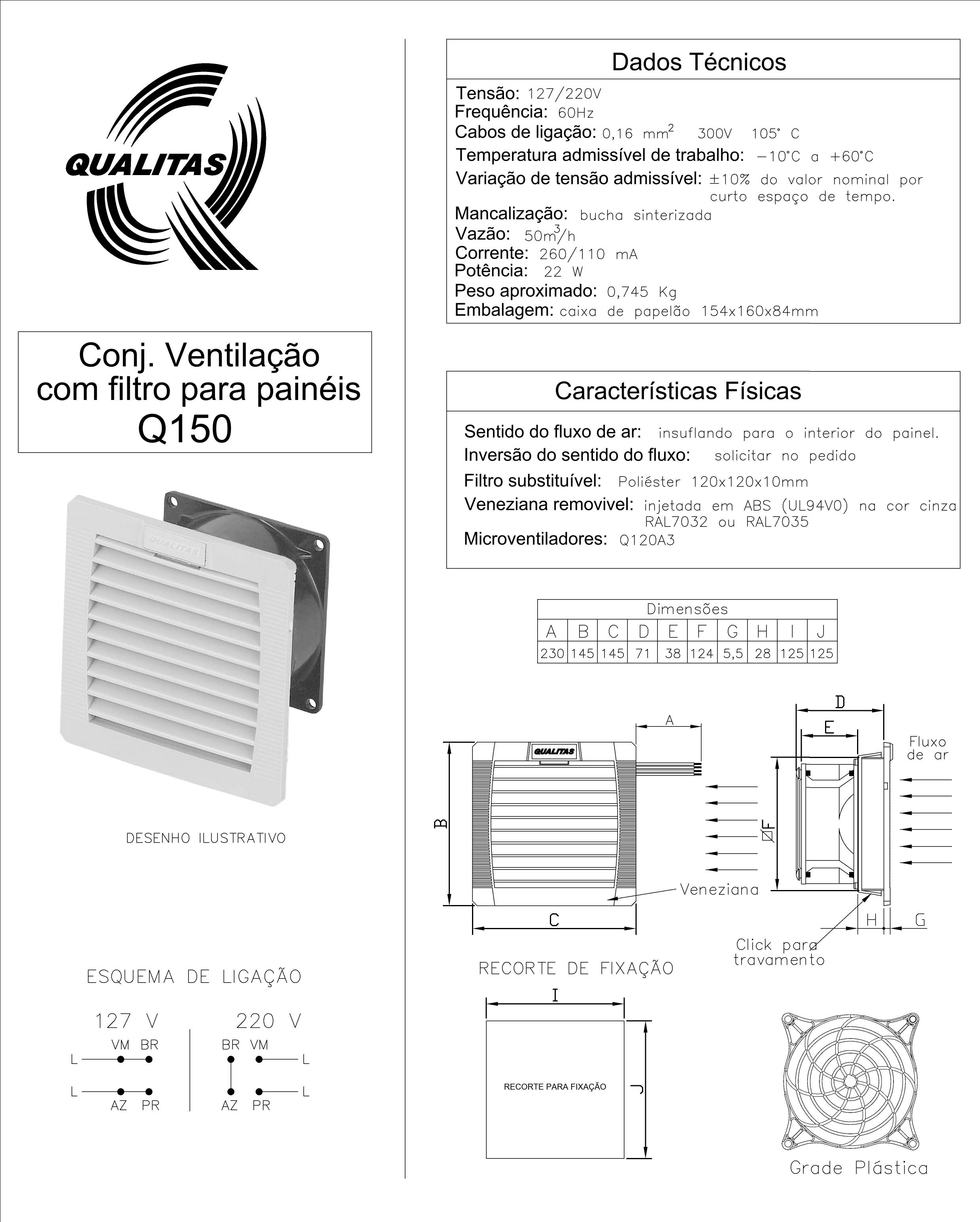 Ventilador Qualitas para Painéis Elétricos Q150 | Edmarcas Refrigeração