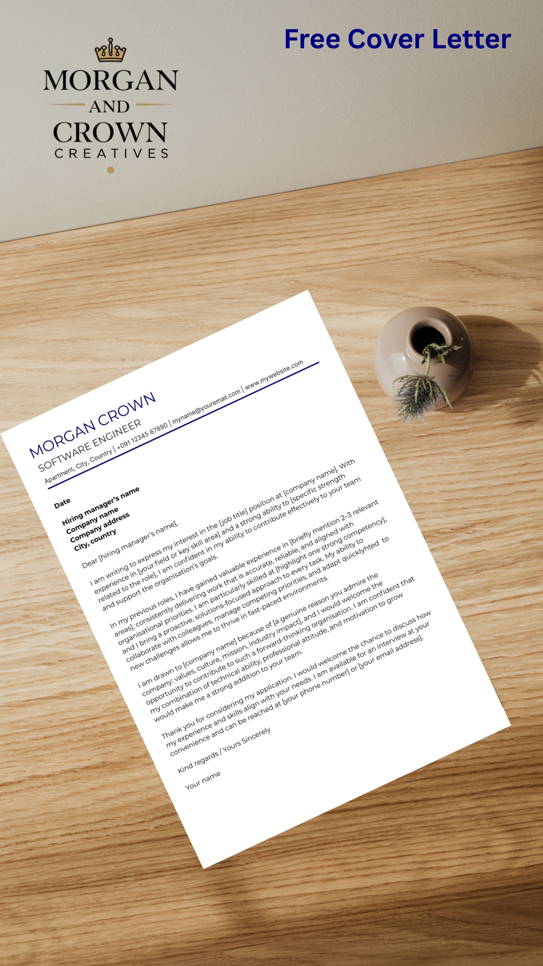 Professional ATS Resume Template (Navy Blue) + FREE Cover Letter ...