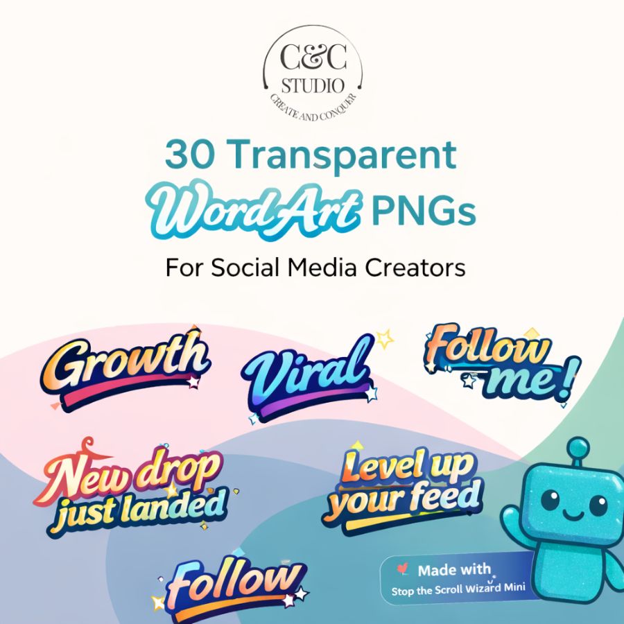 Stop the Scroll Mini Word Art Bundle · 30 Transparent PNGs | Create and ...